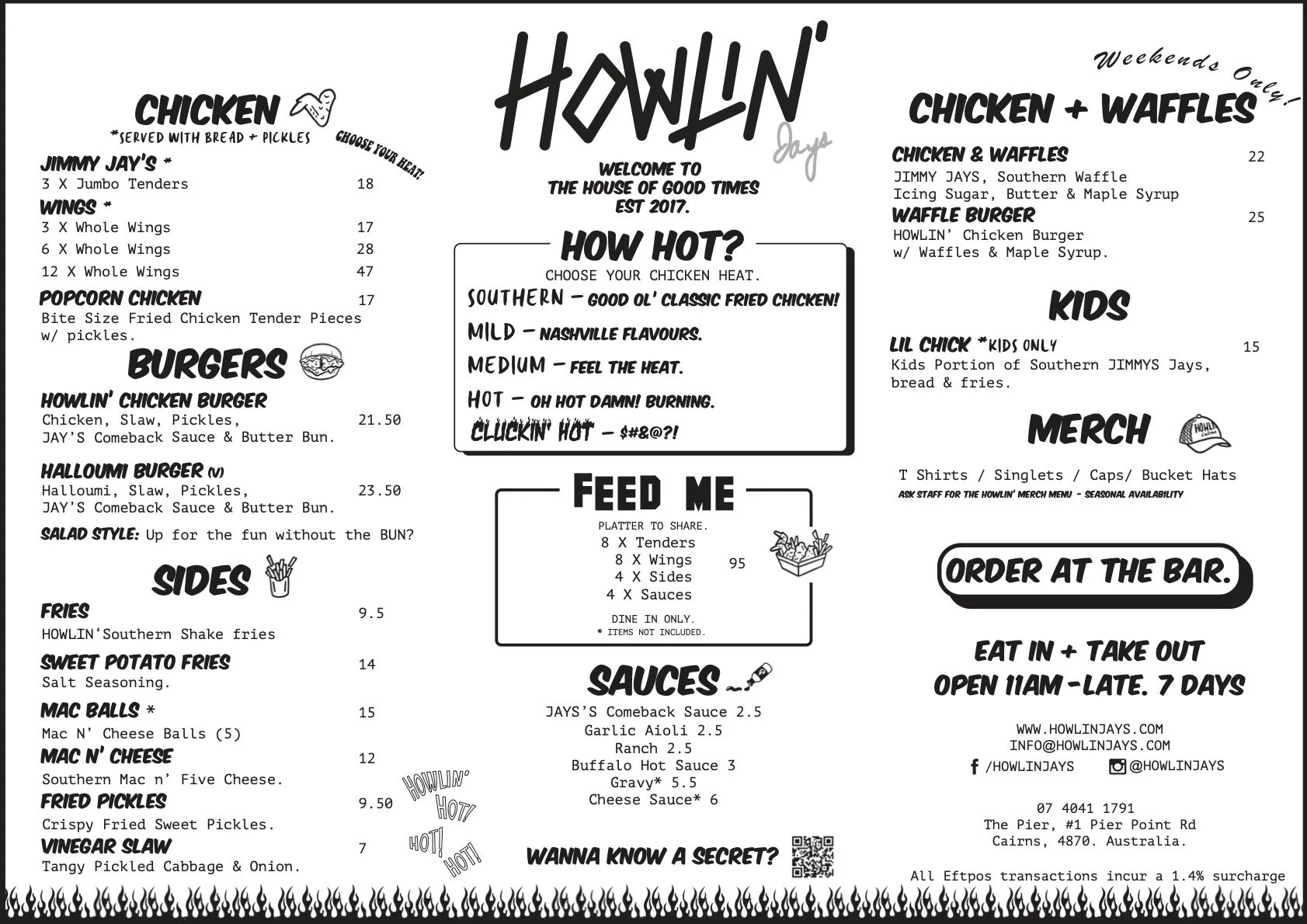 MENU — HOWLIN' JAY'S