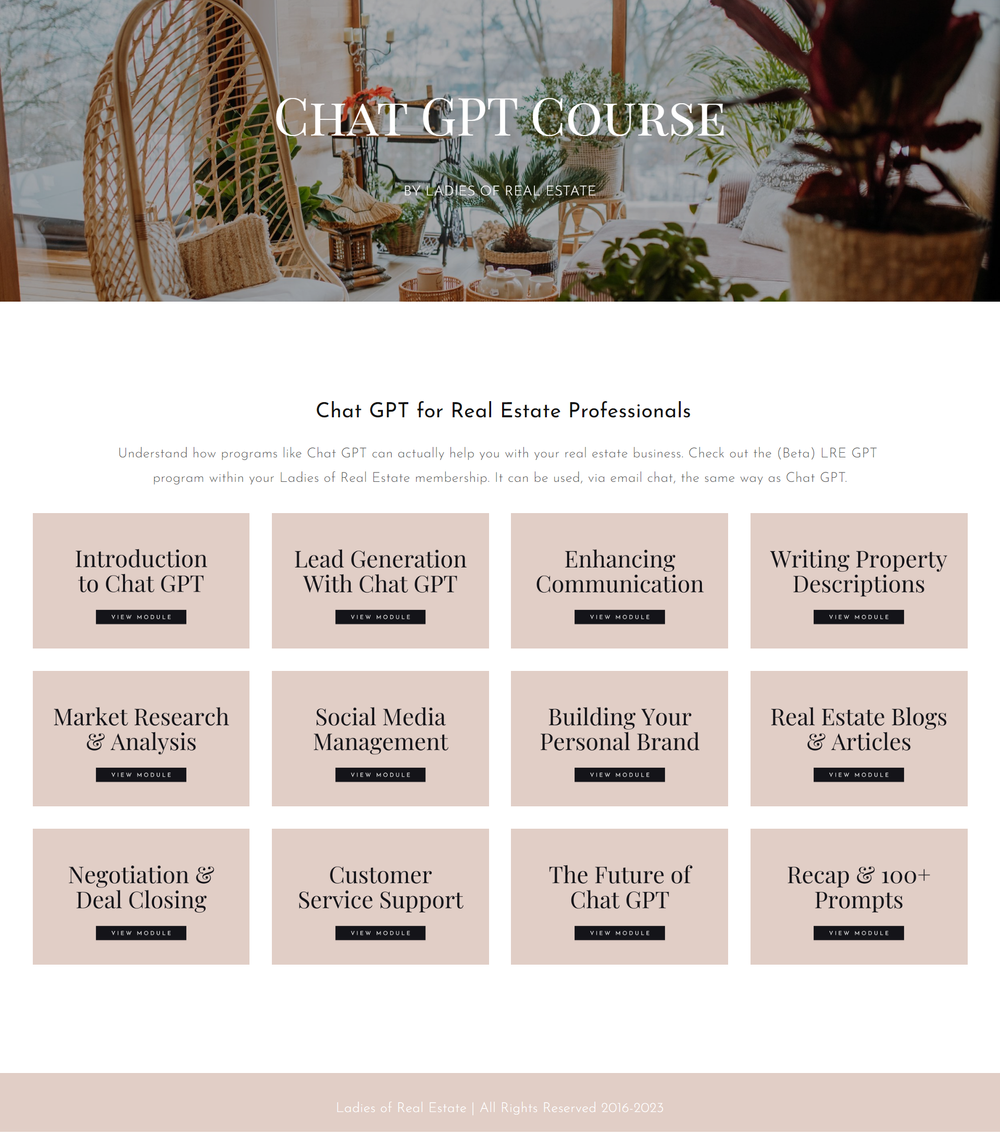 Chat GPT Course — Ladies of Real Estate