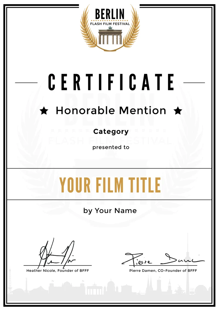 Honorable Mention Award Template