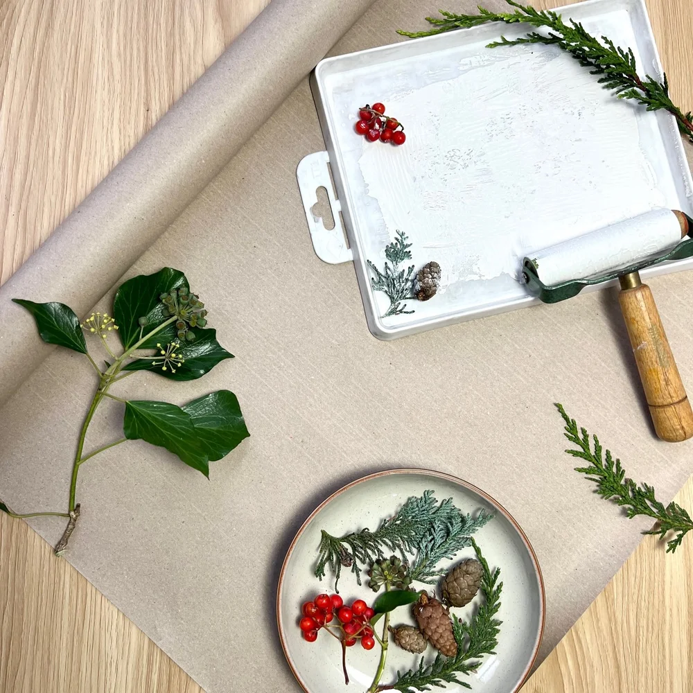 Make your own festive nature print wrapping paper - Mud & Bloom
