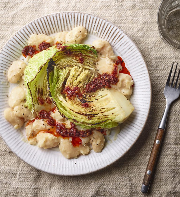 Creamy white beans, savoy wedges and vegan ‘nduja recipe — Salters Events