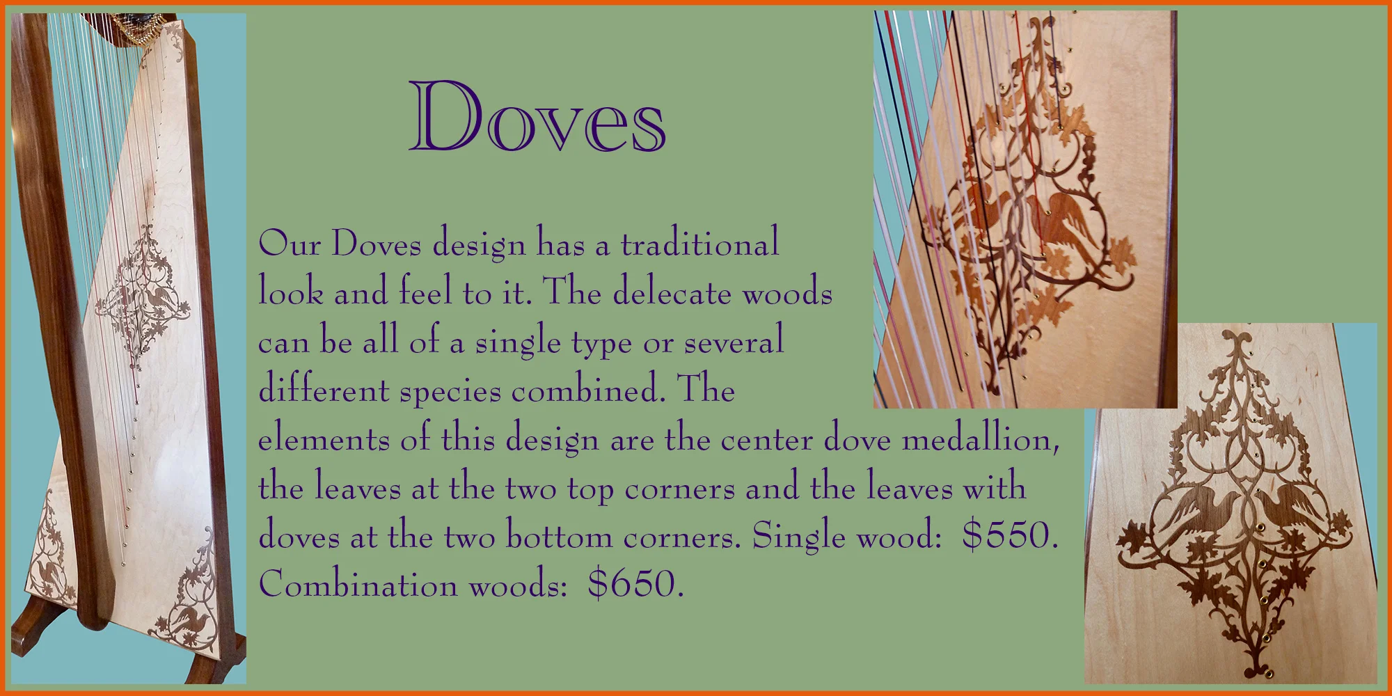 Ornamentation - Doves — Rees Harps Inc.