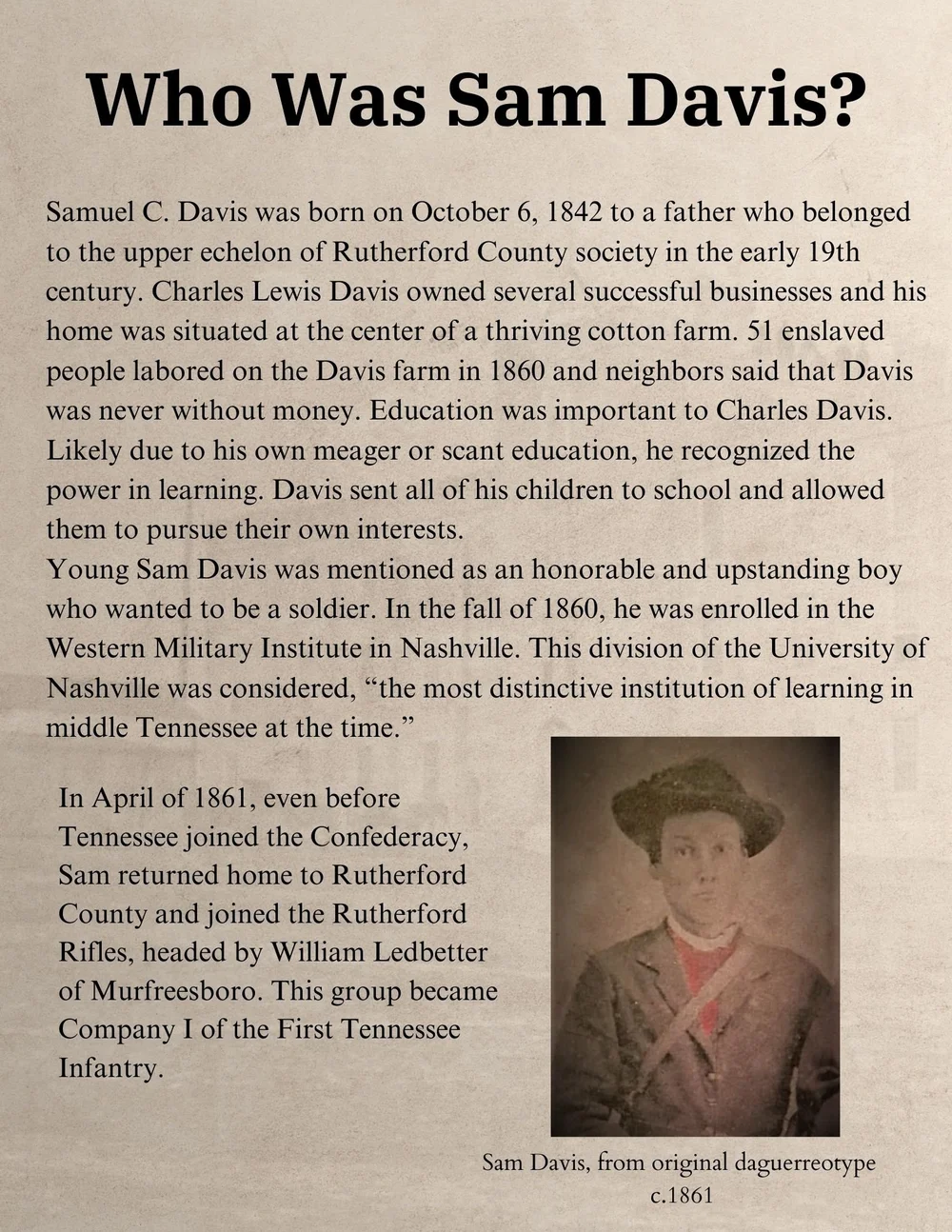Sam Davis: Boy Hero — The Historic Sam Davis Home and Museum: A ...