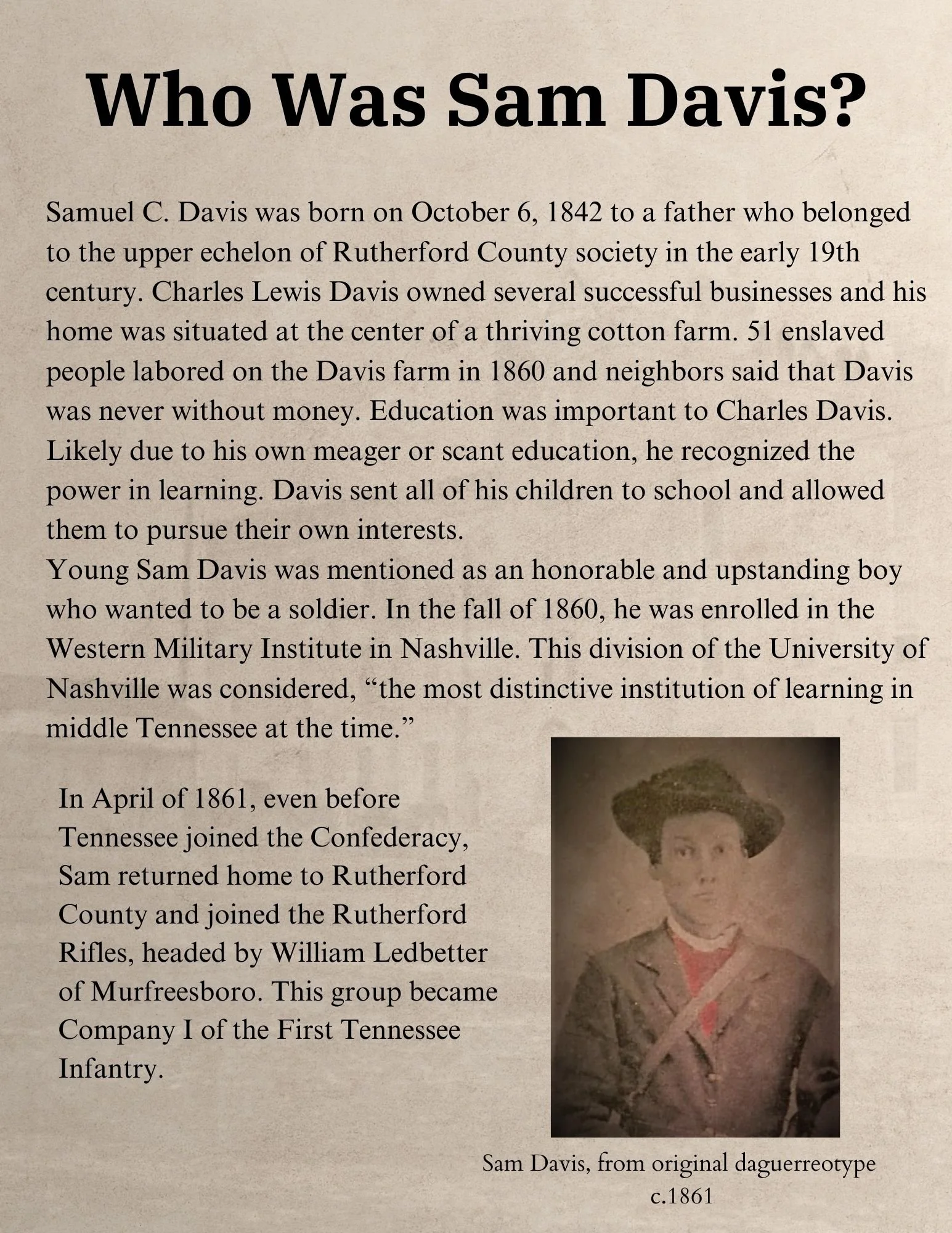 Sam Davis: Boy Hero — The Historic Sam Davis Home and Museum: A ...