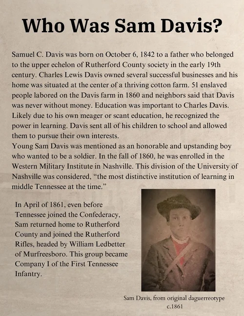 Sam Davis: Boy Hero — The Historic Sam Davis Home and Museum: A ...