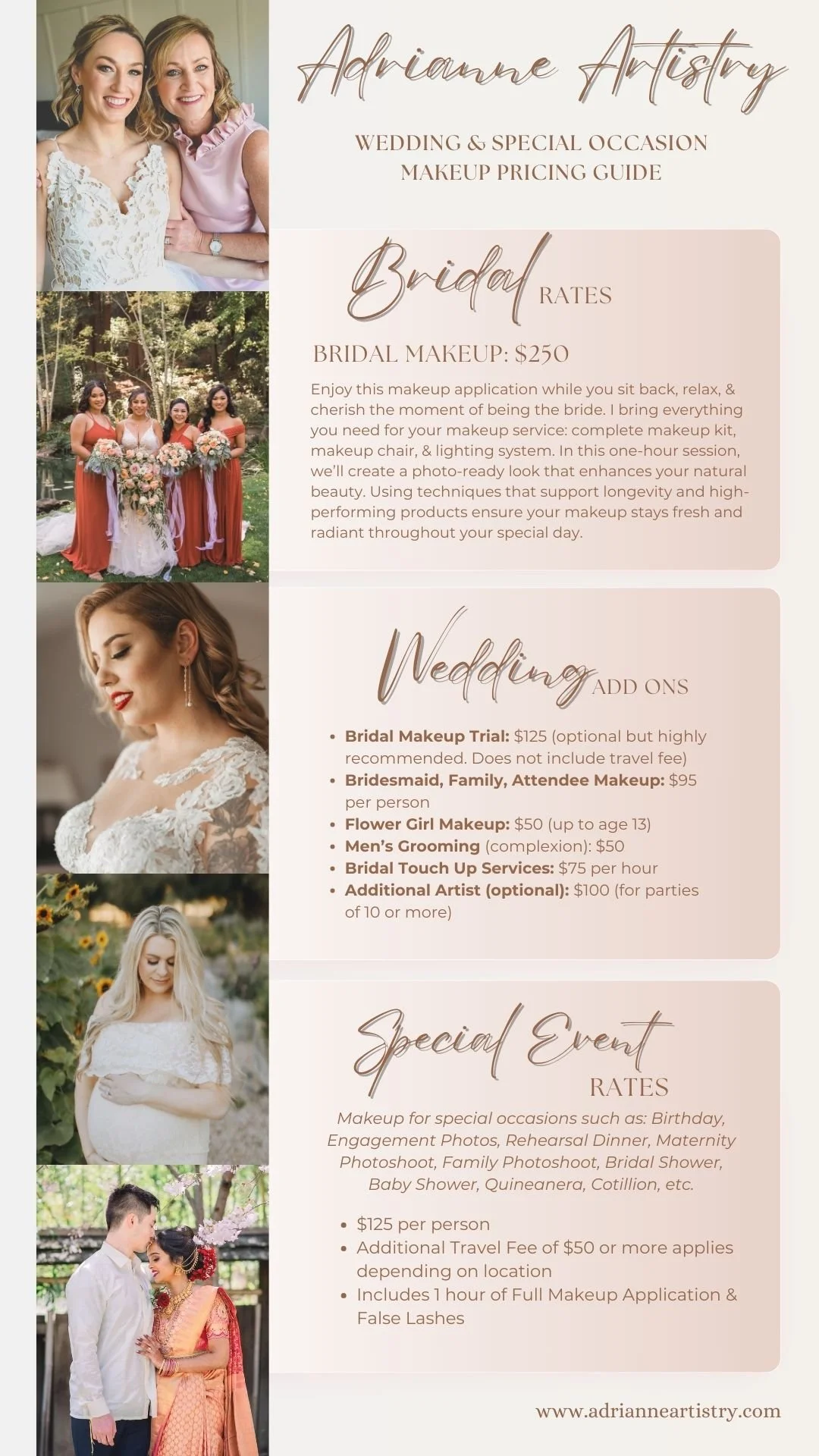 SERVICES & PRICE LIST — Adrianne Artistry - Bay Area, California Bridal ...