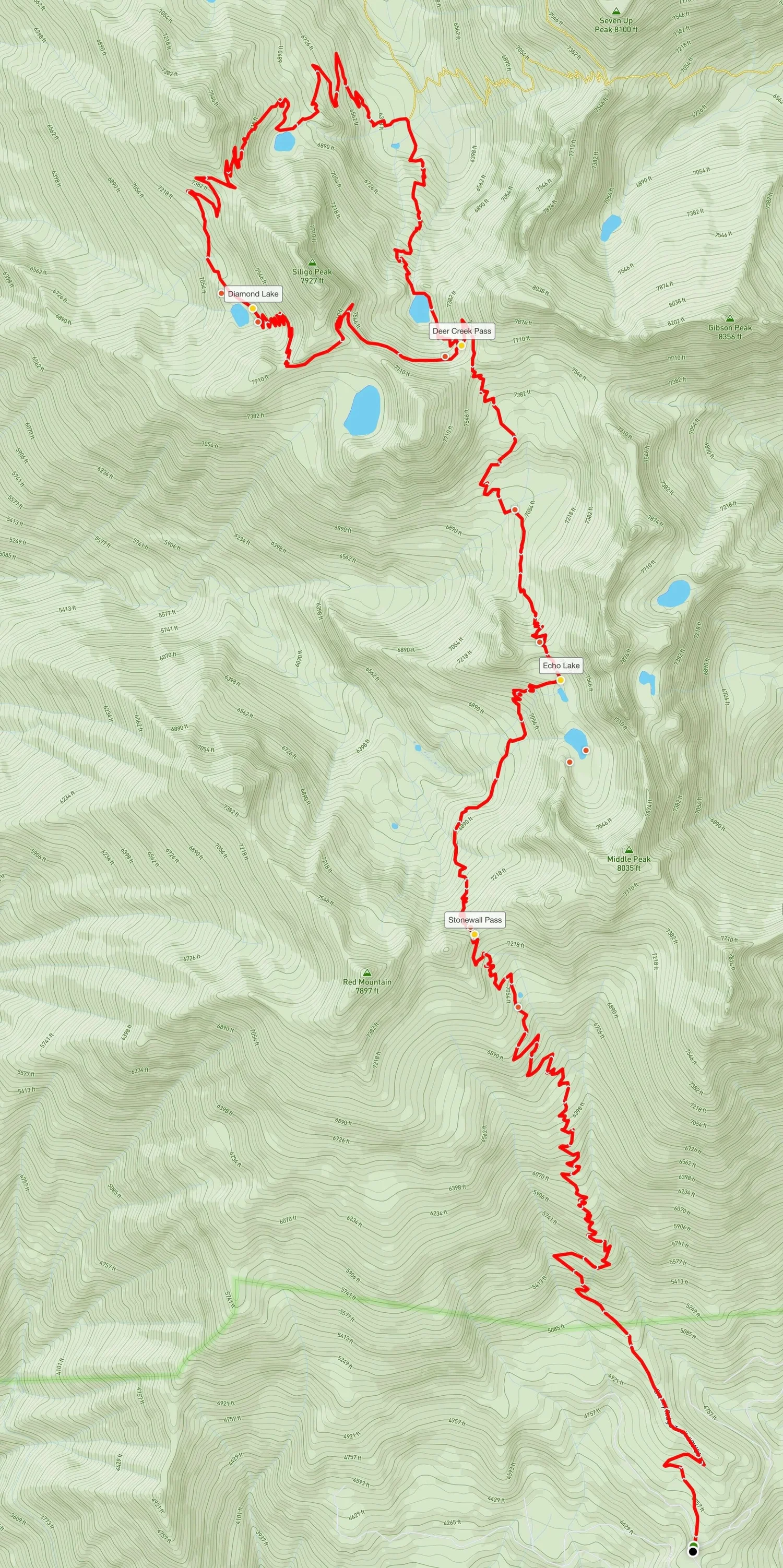 Four Lakes Loop via Stoney Ridge Trail, Trinity Alps
