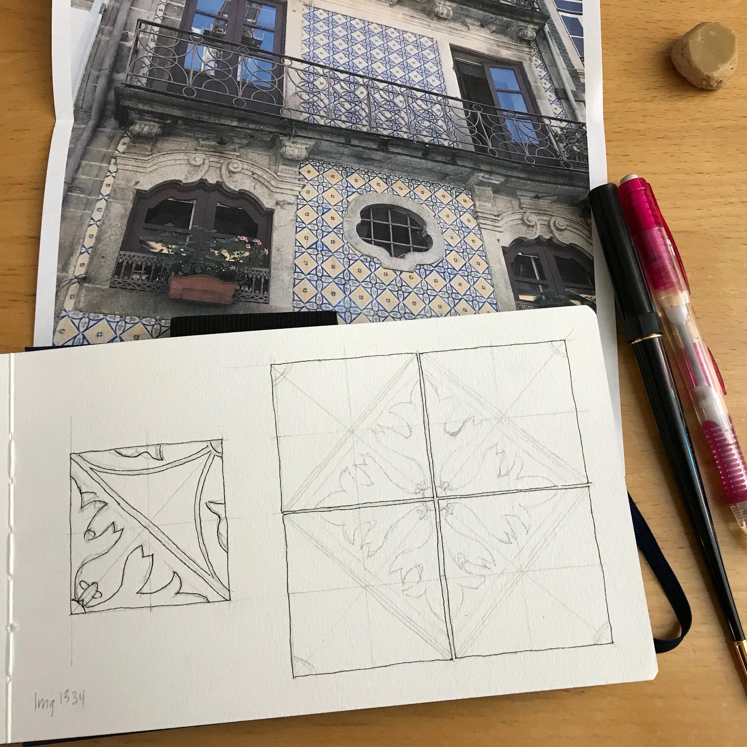 How I Start Drafting a Portuguese Tile Pattern — Anya Toomre Studios