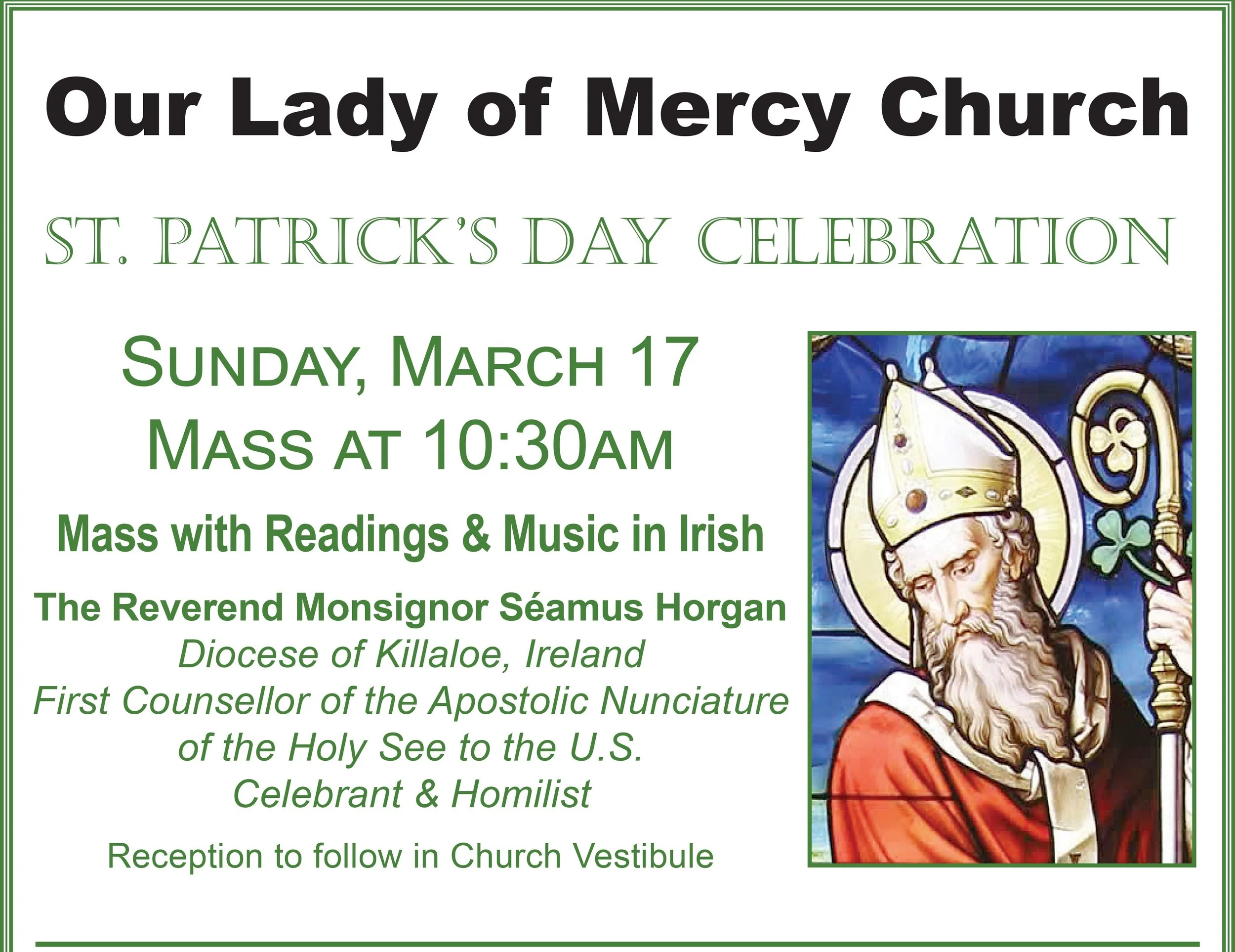 Msgr. Seamus Horgan of Vatican Embassy to Celebrate St. Patrick's Day ...