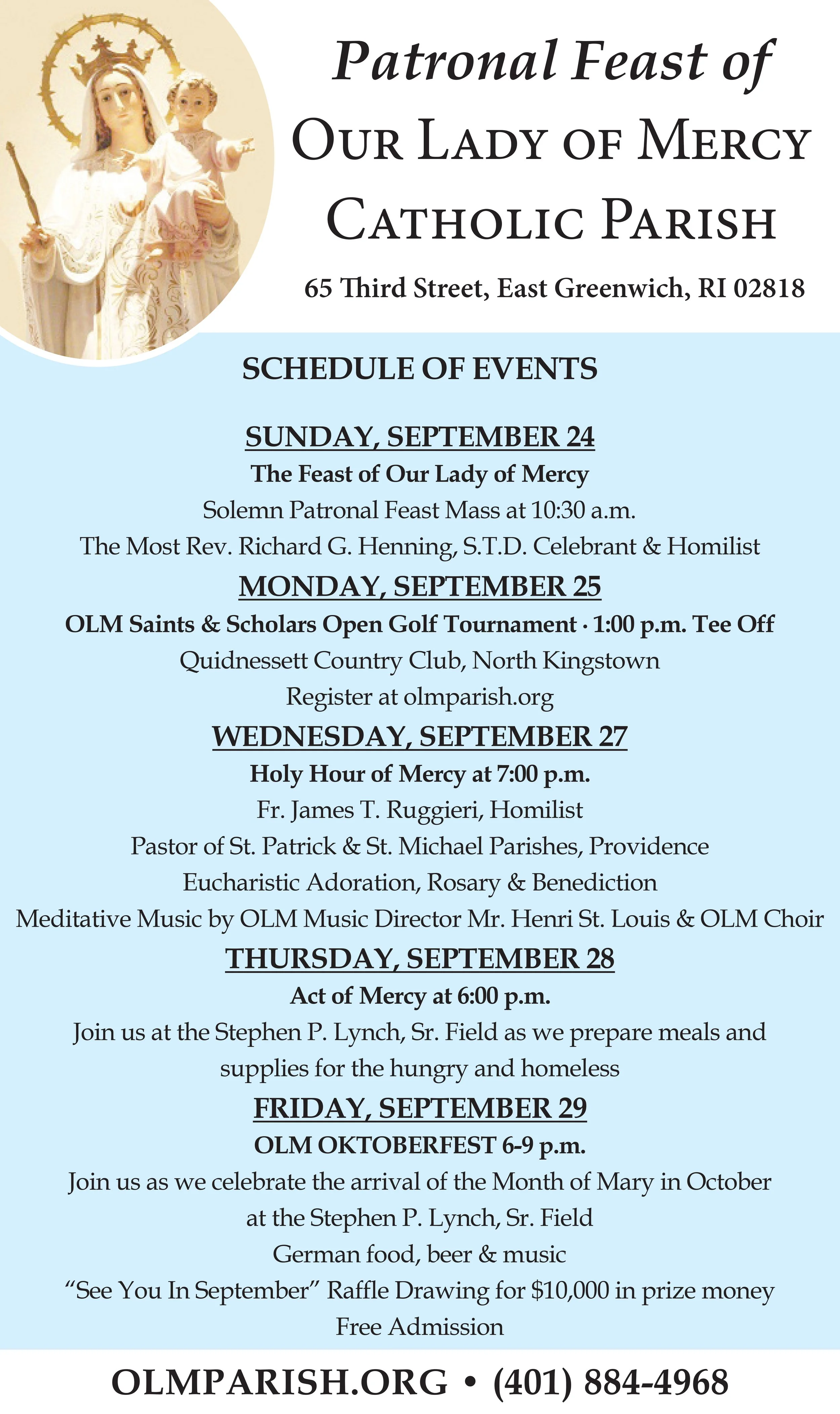 OLM Feast Week Schedule — Our Lady of Mercy