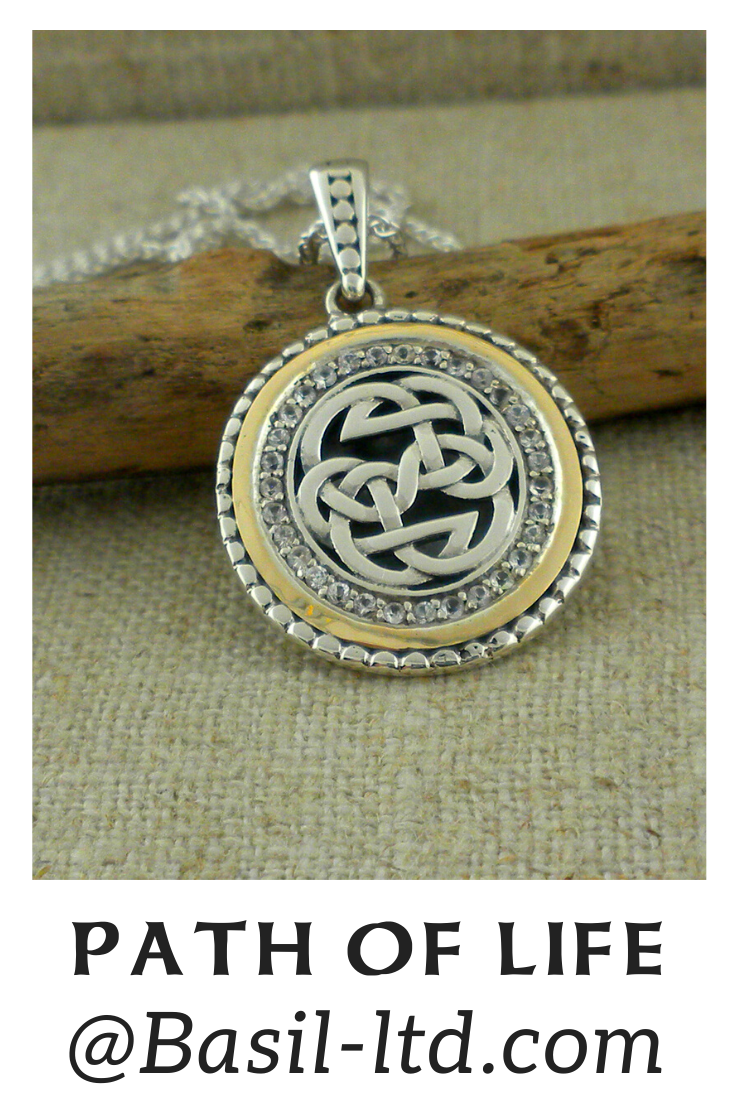 Lewis Knot with White Sapphires Pendant — Basil-Ltd: Irish & Celtic