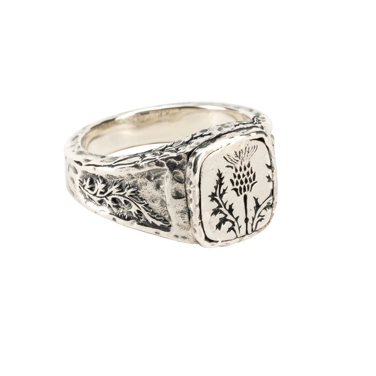 Sterling Silver Thistle Signet Ring — Basil-Ltd: Irish & Celtic