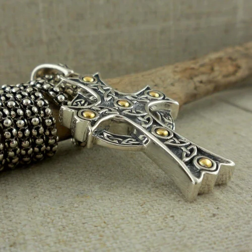 Sterling Silver Celtic Cross with 18K Accents — Basil-Ltd: Irish & Celtic