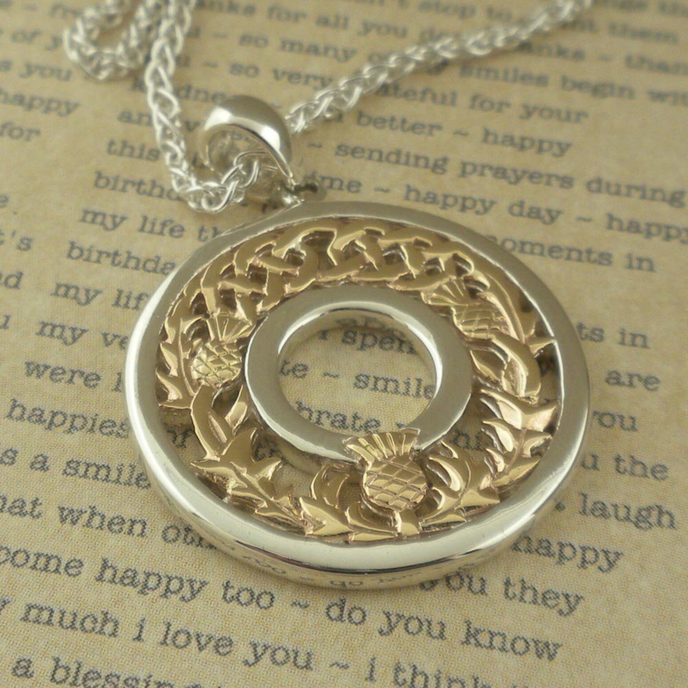 Sterling Silver & 10K Thistle Pendant — Basil-Ltd: Irish & Celtic