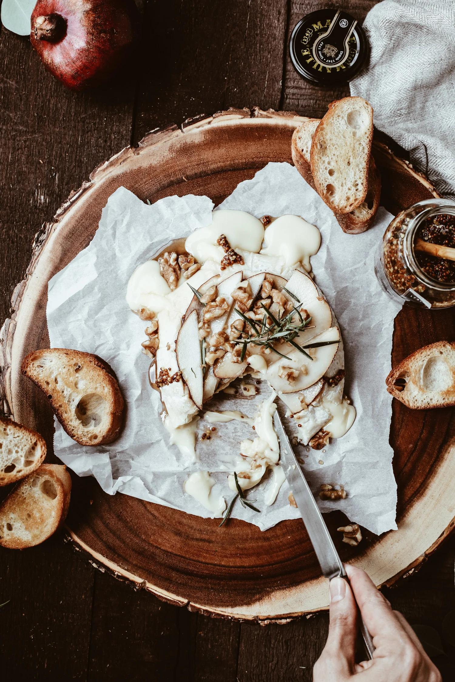 Pear + Dijon Baked Brie