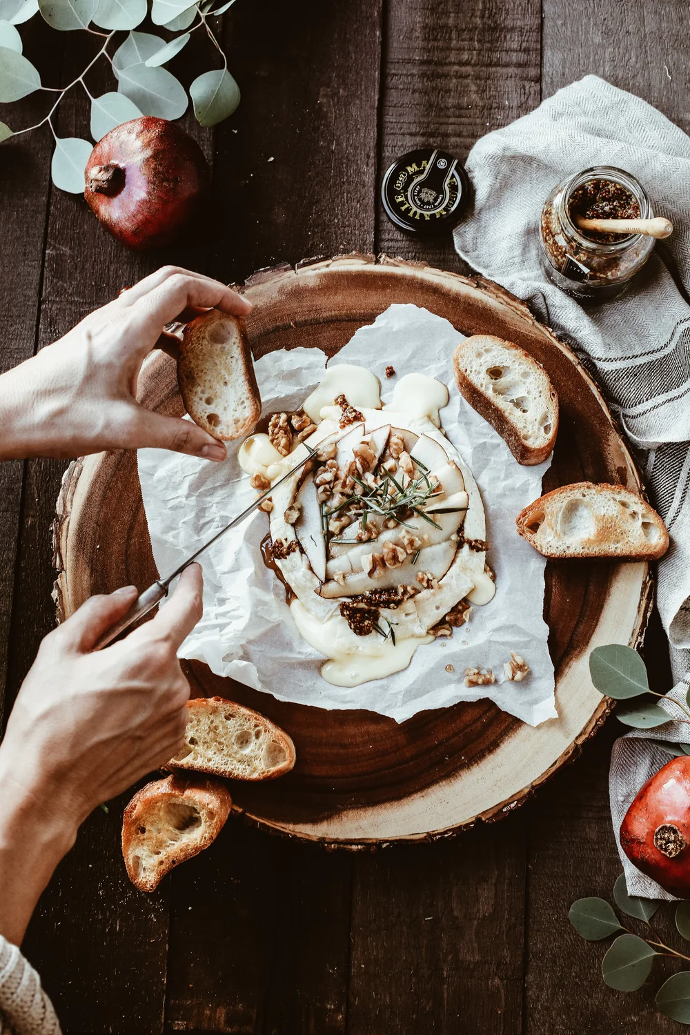 Pear + Dijon Baked Brie