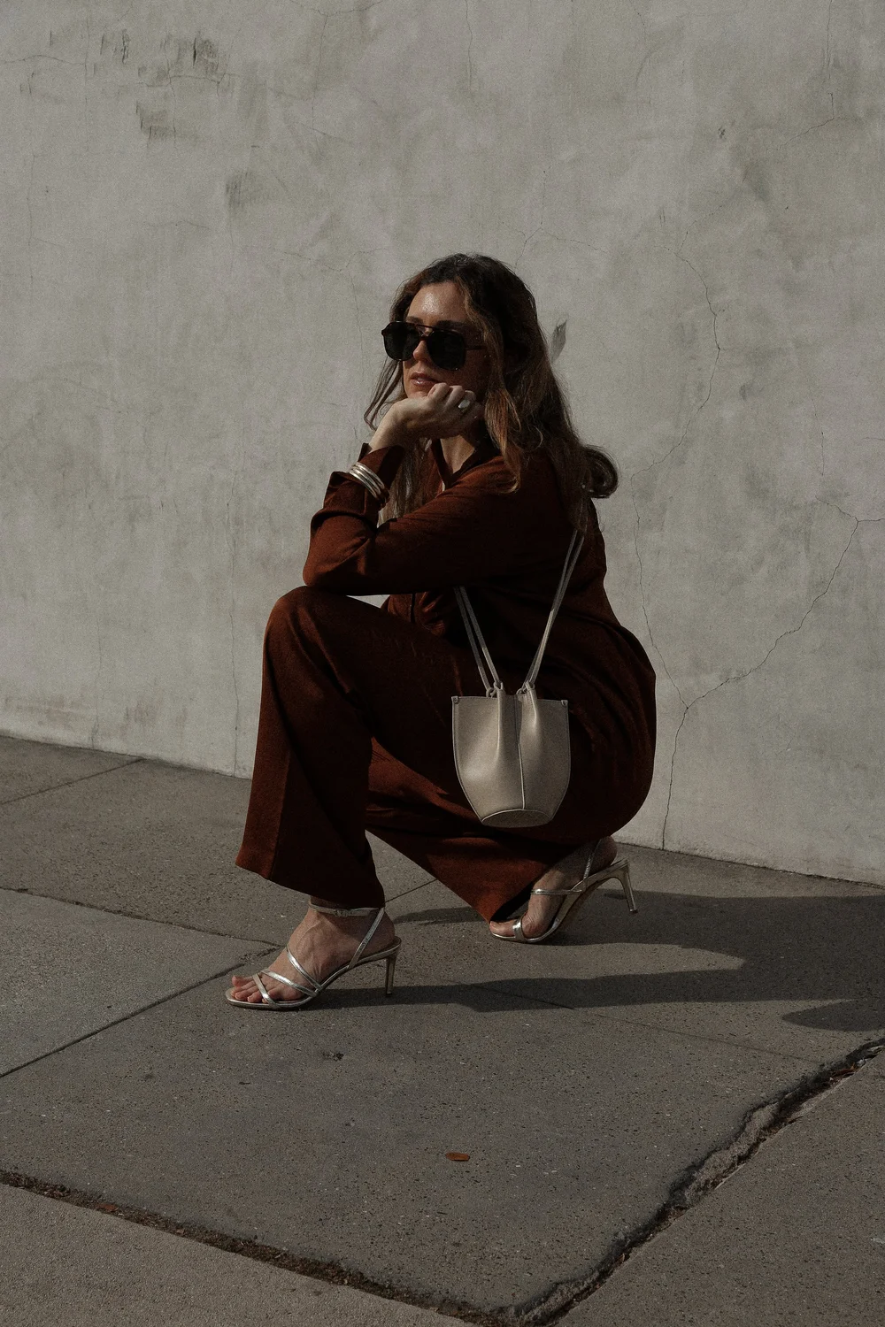 Holiday Outfit - Chocolate Brown Matching Satin Set Outfit