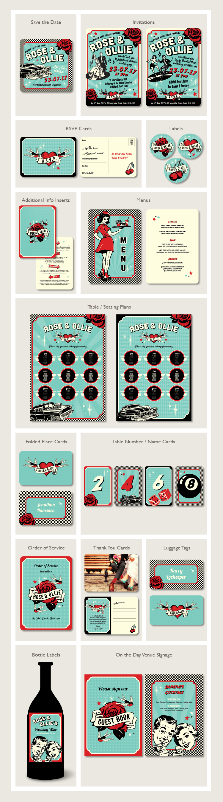 Rockabilly Save The Date Cards