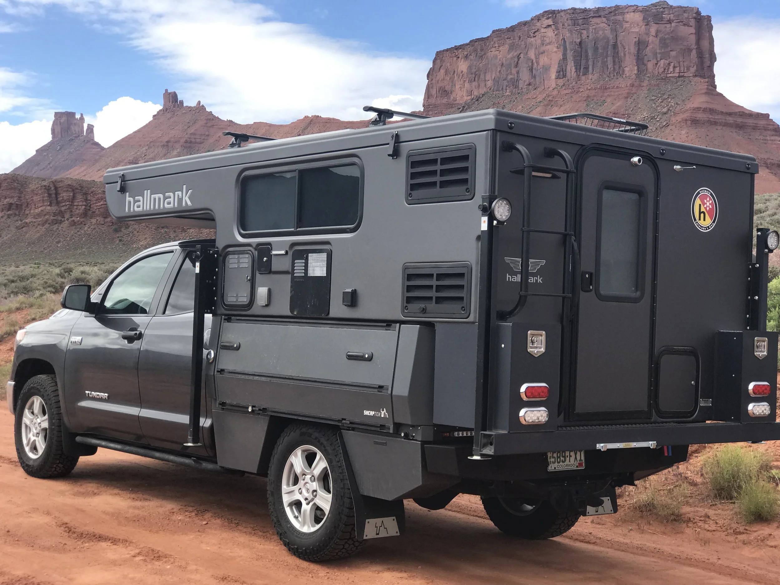 Hallmark camper on SherpTek flatbed system — SherpTek Custom Gear ...