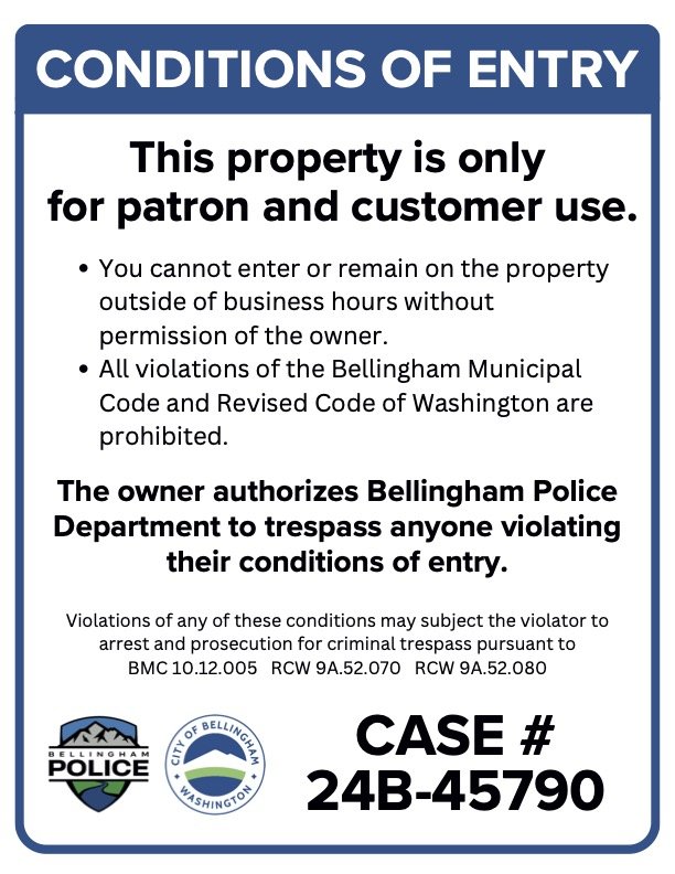 Conditions of Entry Stickers — Downtown Bellingham
