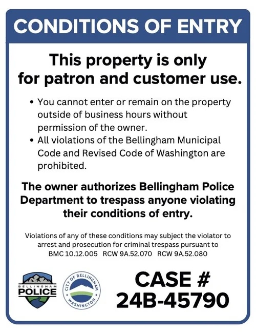 Conditions of Entry Stickers — Downtown Bellingham