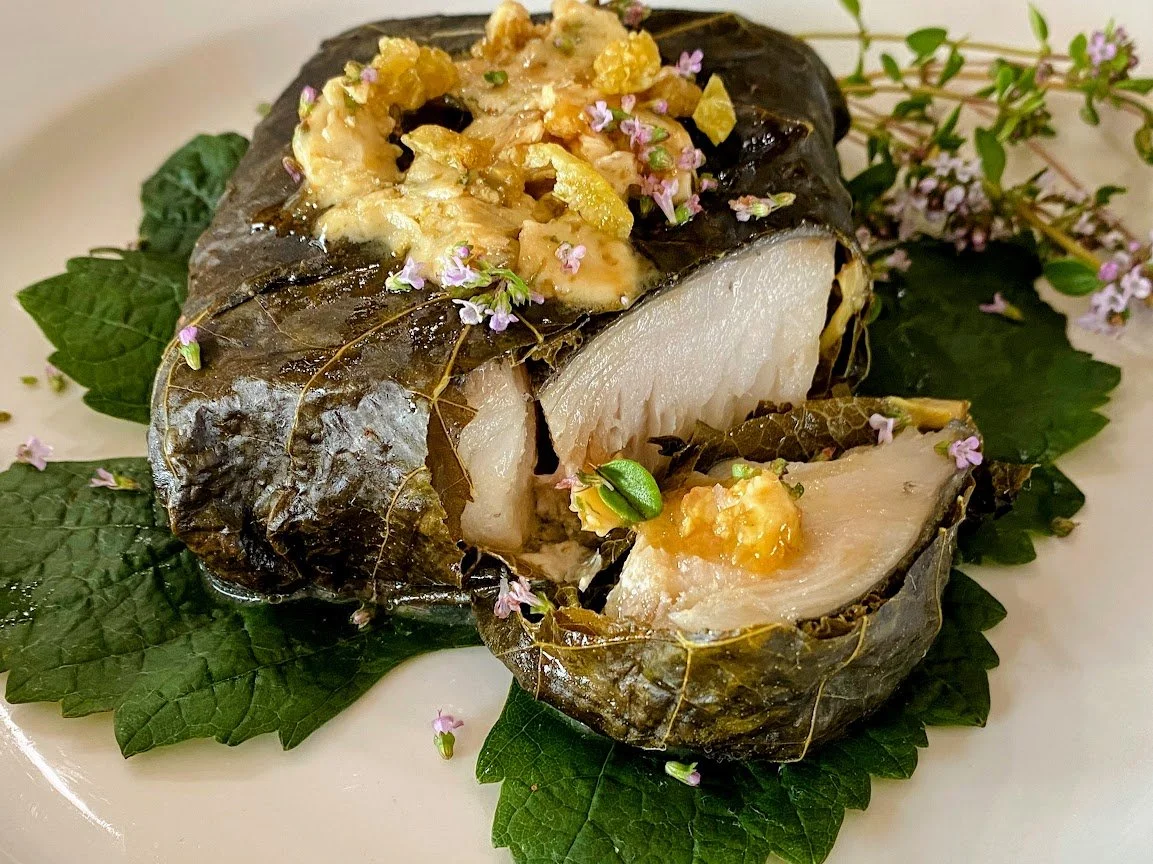 Grape Leaf Wrapped Black Cod with Grape Saba and Raisin Butter — Chef ...