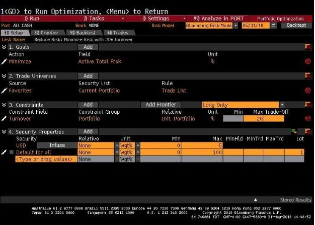 Portfolio Construction Using the Bloomberg Terminal — Bloomberg CFA ...