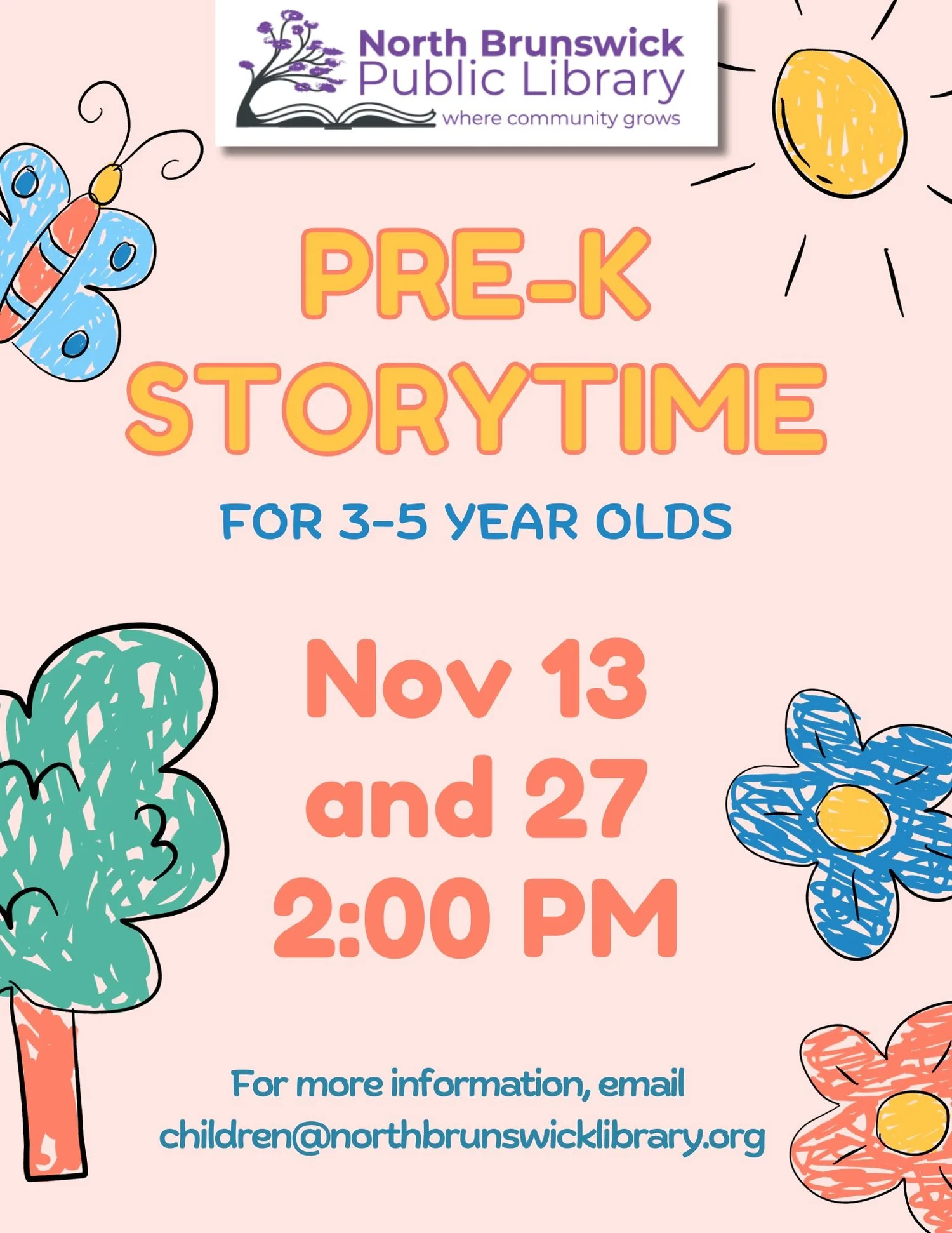 Pre-K Storytime (Ages 3-5) — North Brunswick Public Library