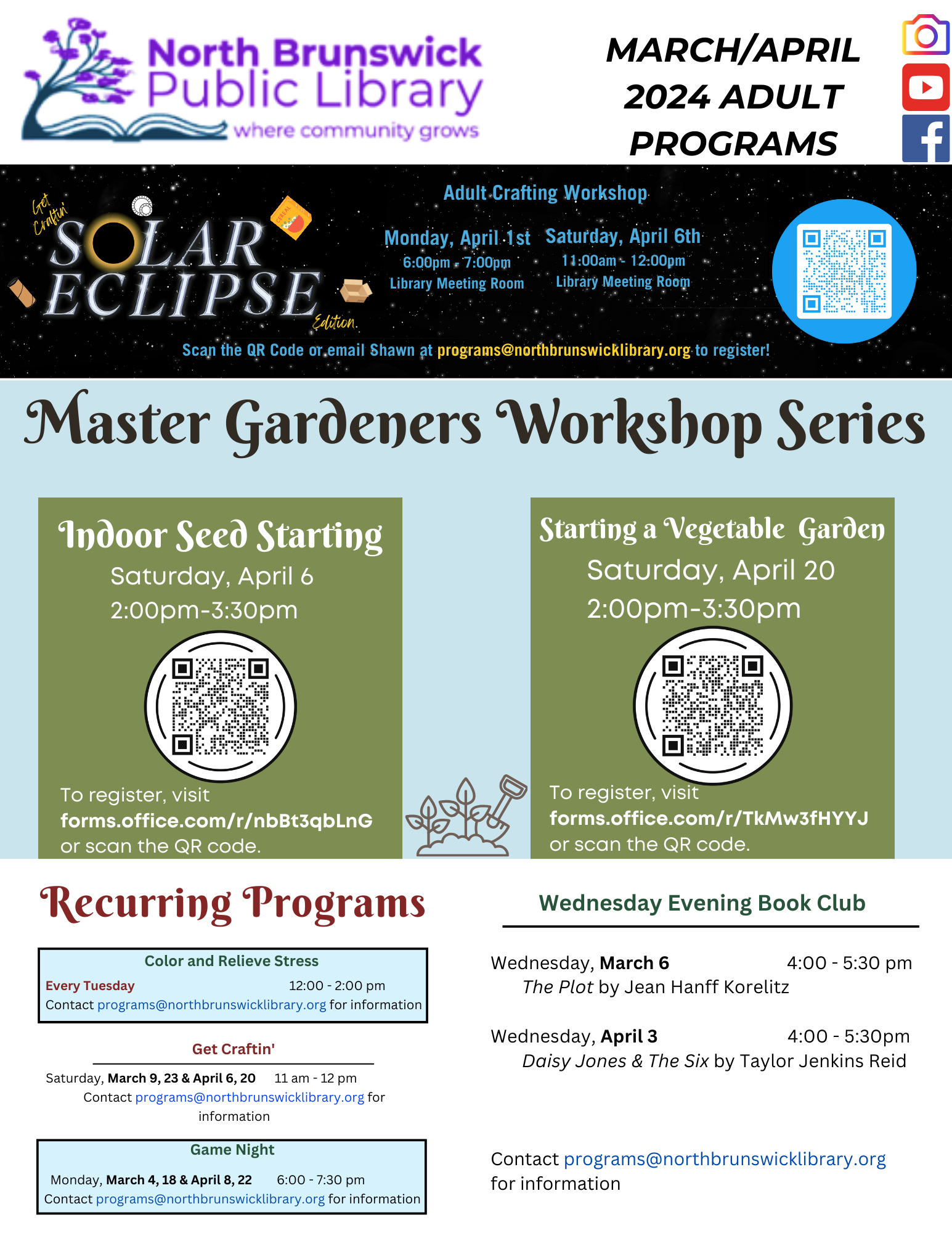 Upcoming Events for Adults — North Brunswick Public Library