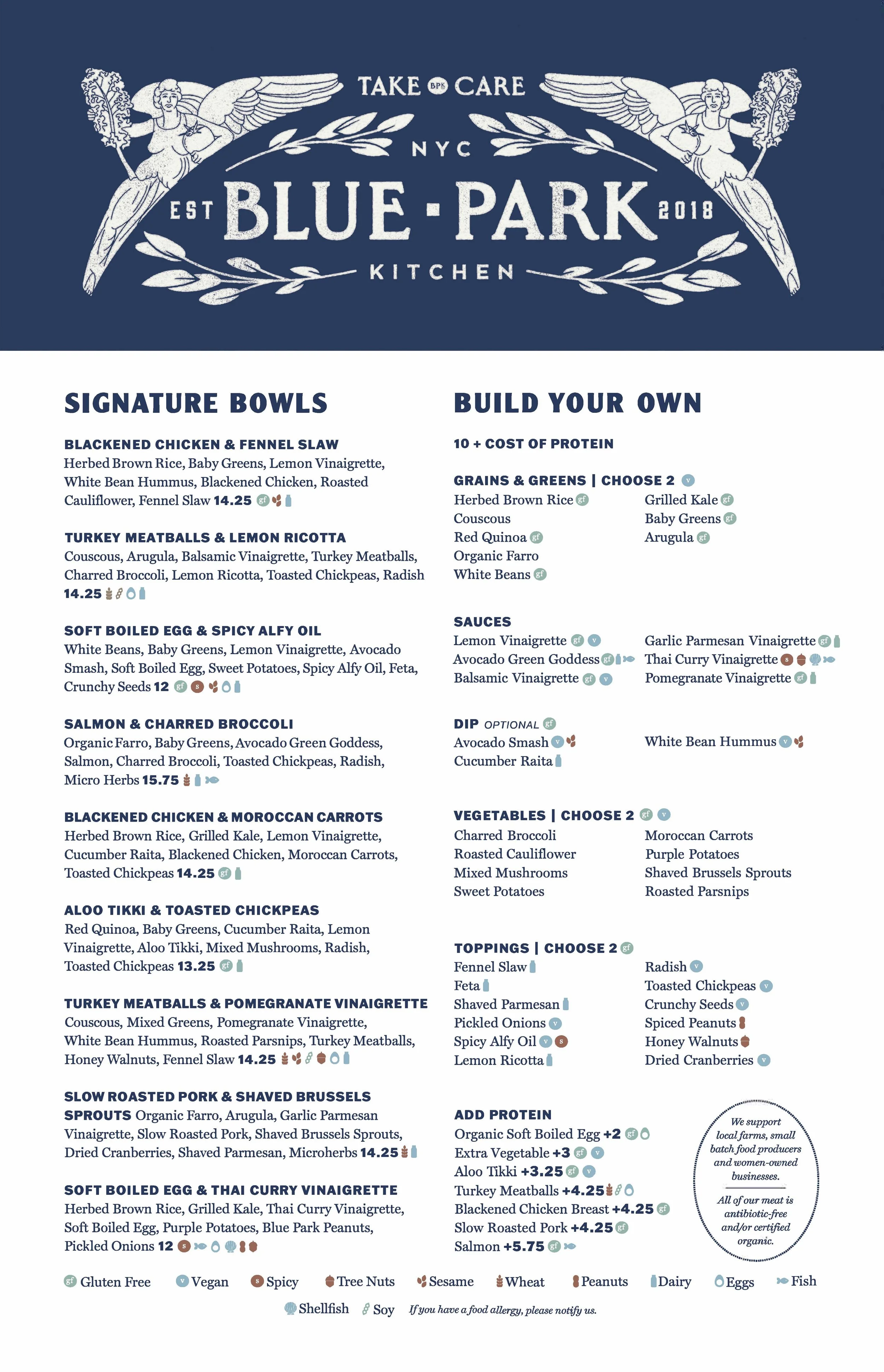 Menu — Blue Park Kitchen