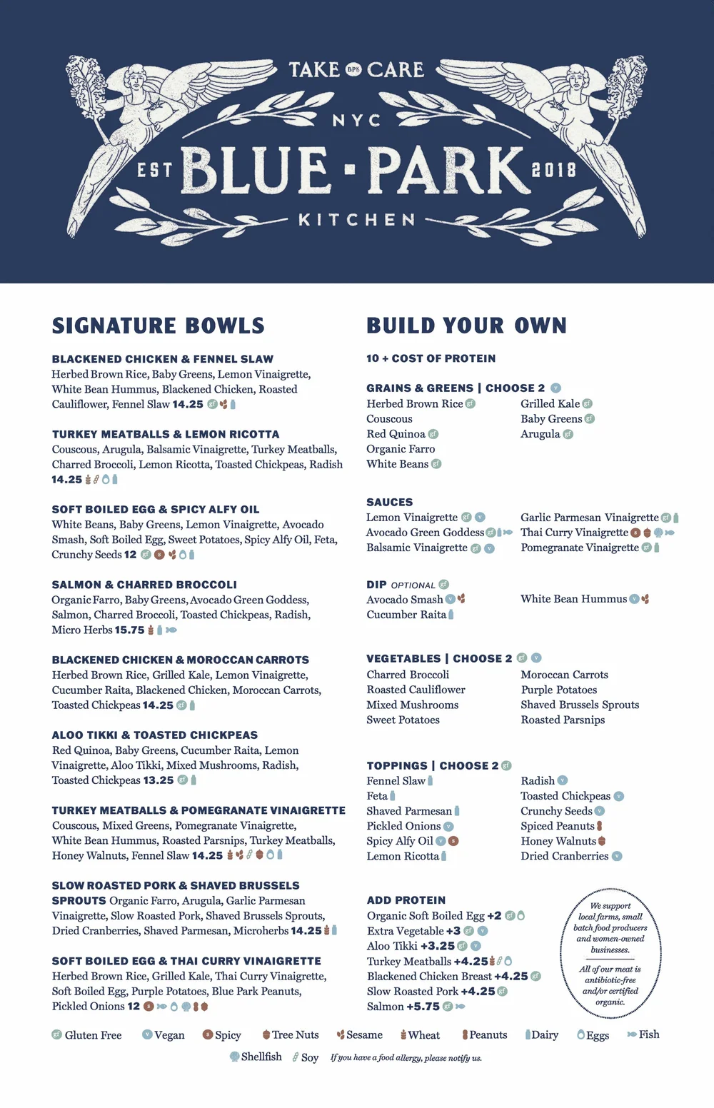 Menu — Blue Park Kitchen