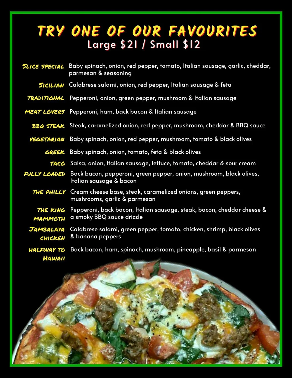 menu — THE SLICE BAR & GRILL
