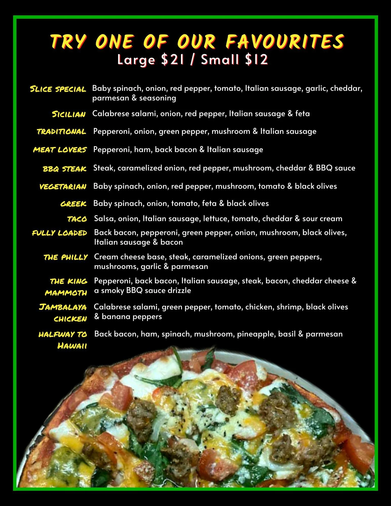 menu — THE SLICE BAR & GRILL