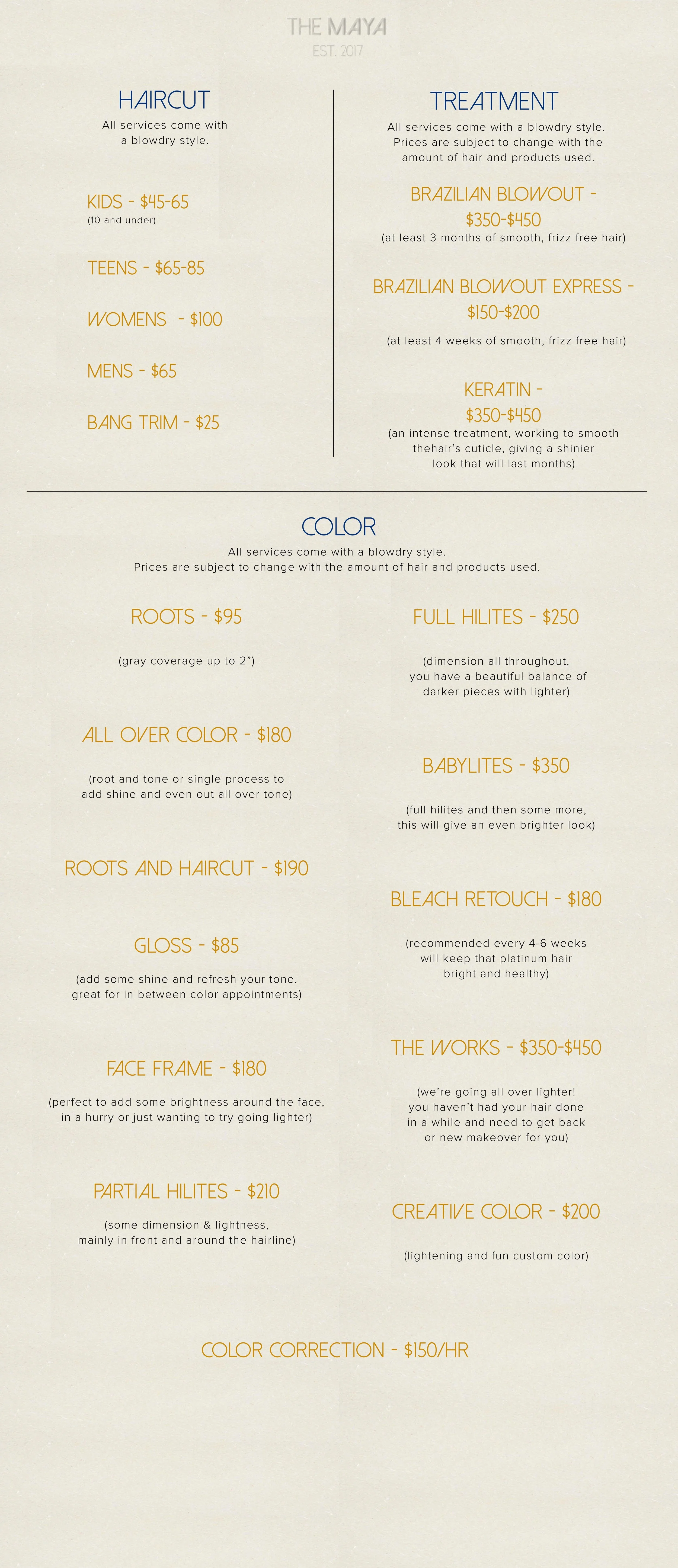Our Services — THE MAYA SALON