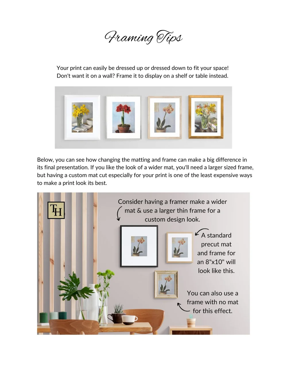 Framing Tips Sheet — Thimgan Hayden Studio