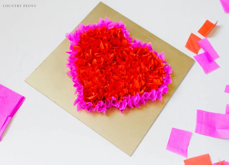 DIY TIssue Paper Heart Art for Valentine's Day — Country Peony