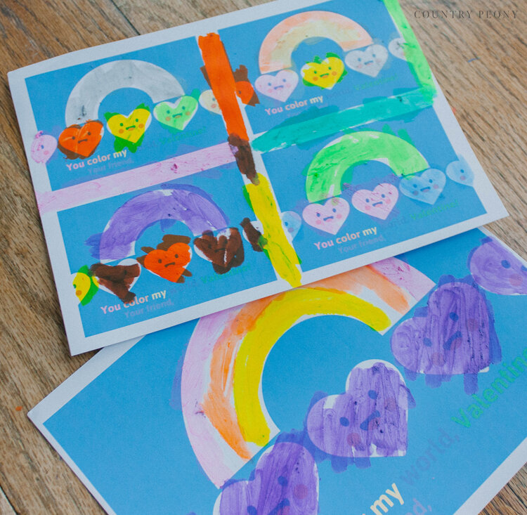 Homemade Children's Coloring Valentine Cards with Free Printables ...