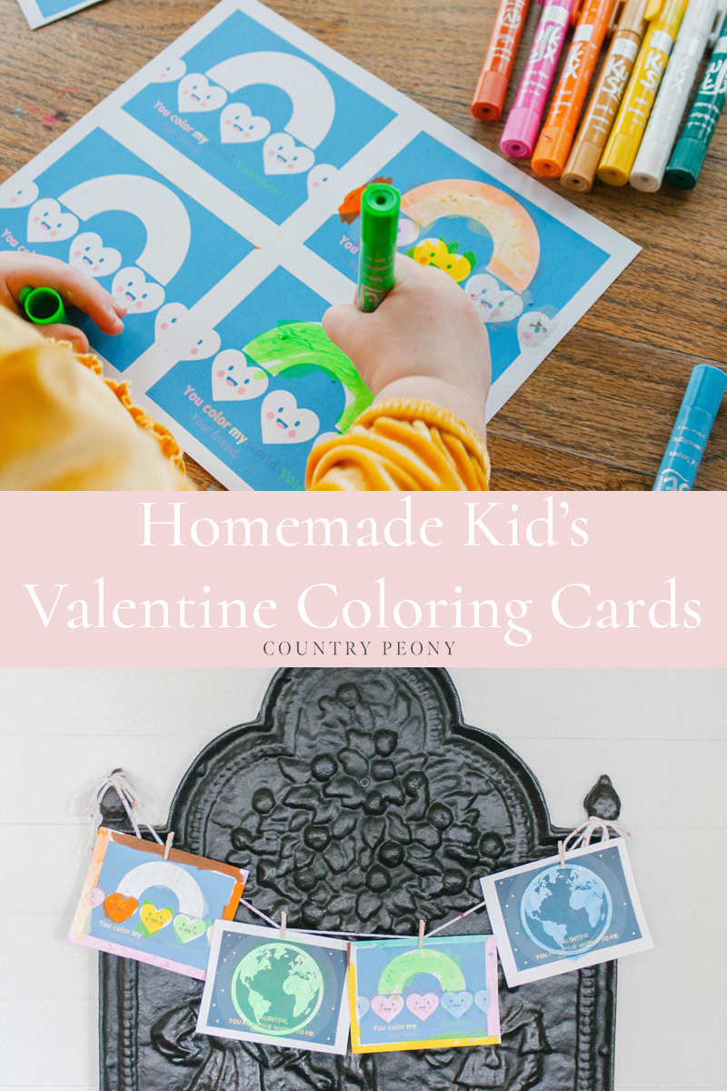 Homemade Children's Coloring Valentine Cards with Free Printables ...