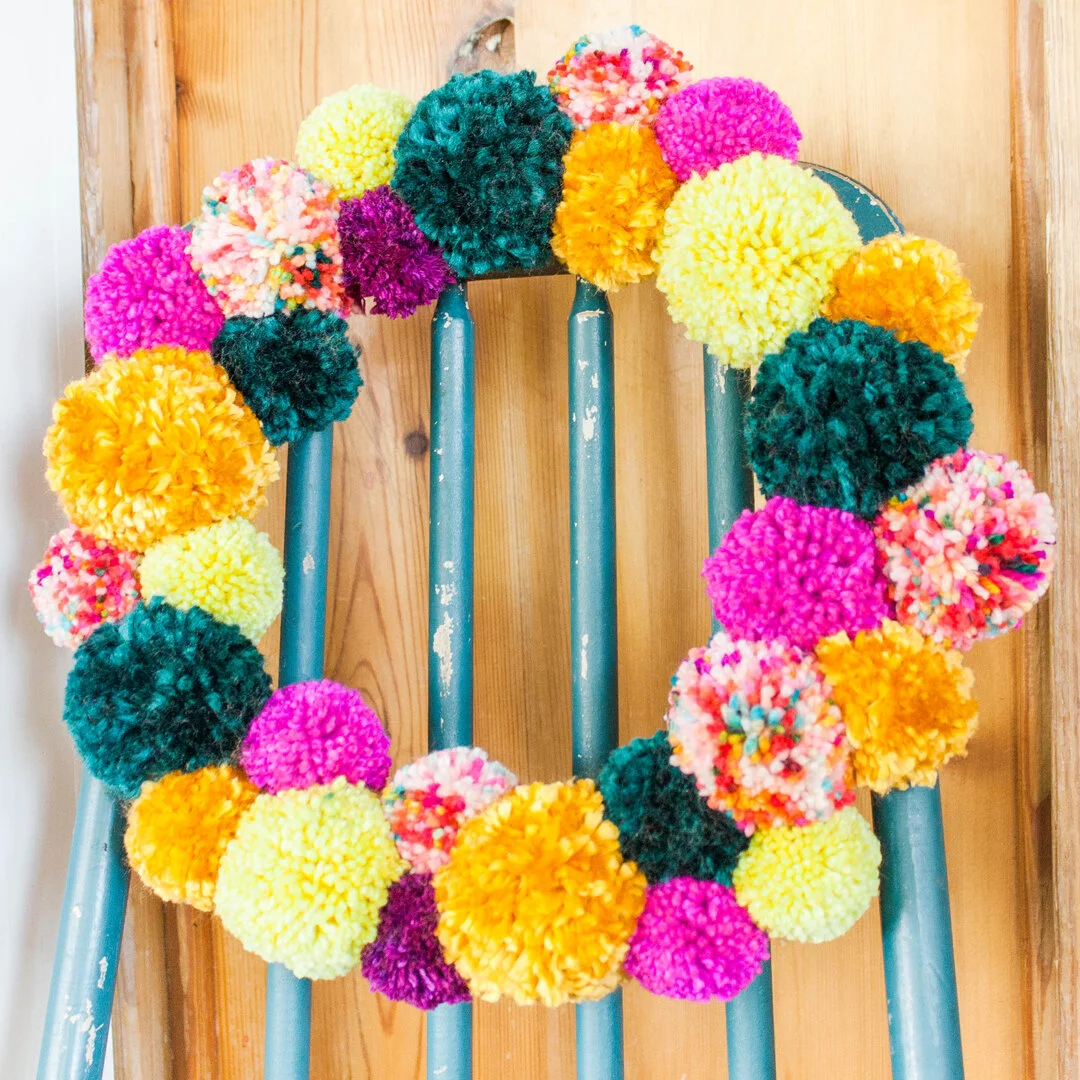 DIY Colorful Fall Pom-Pom Wreath — Country Peony