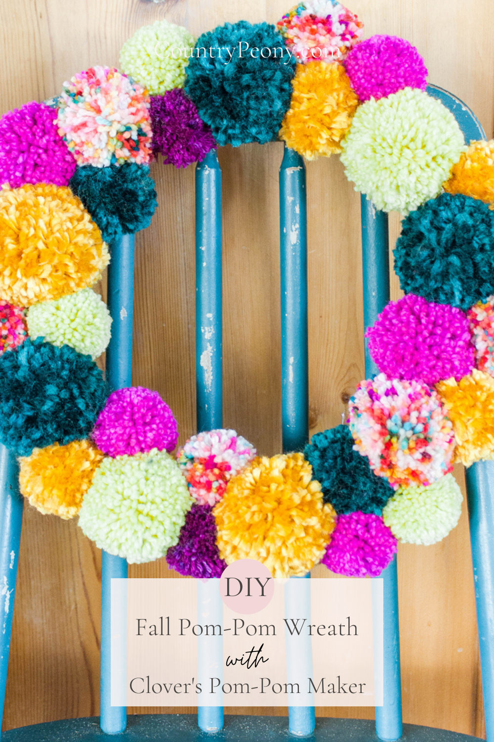 DIY Colorful Fall Pom-Pom Wreath — Country Peony