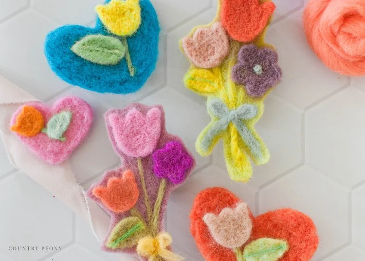 Felted Brooch: Felted Floral Beginner Friendly Needle Felting Tutorial ...
