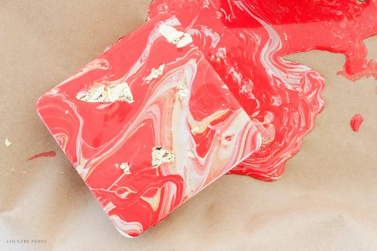 Paint Pour Coasters for Christmas with Woodpeckers Crafts — Country Peony