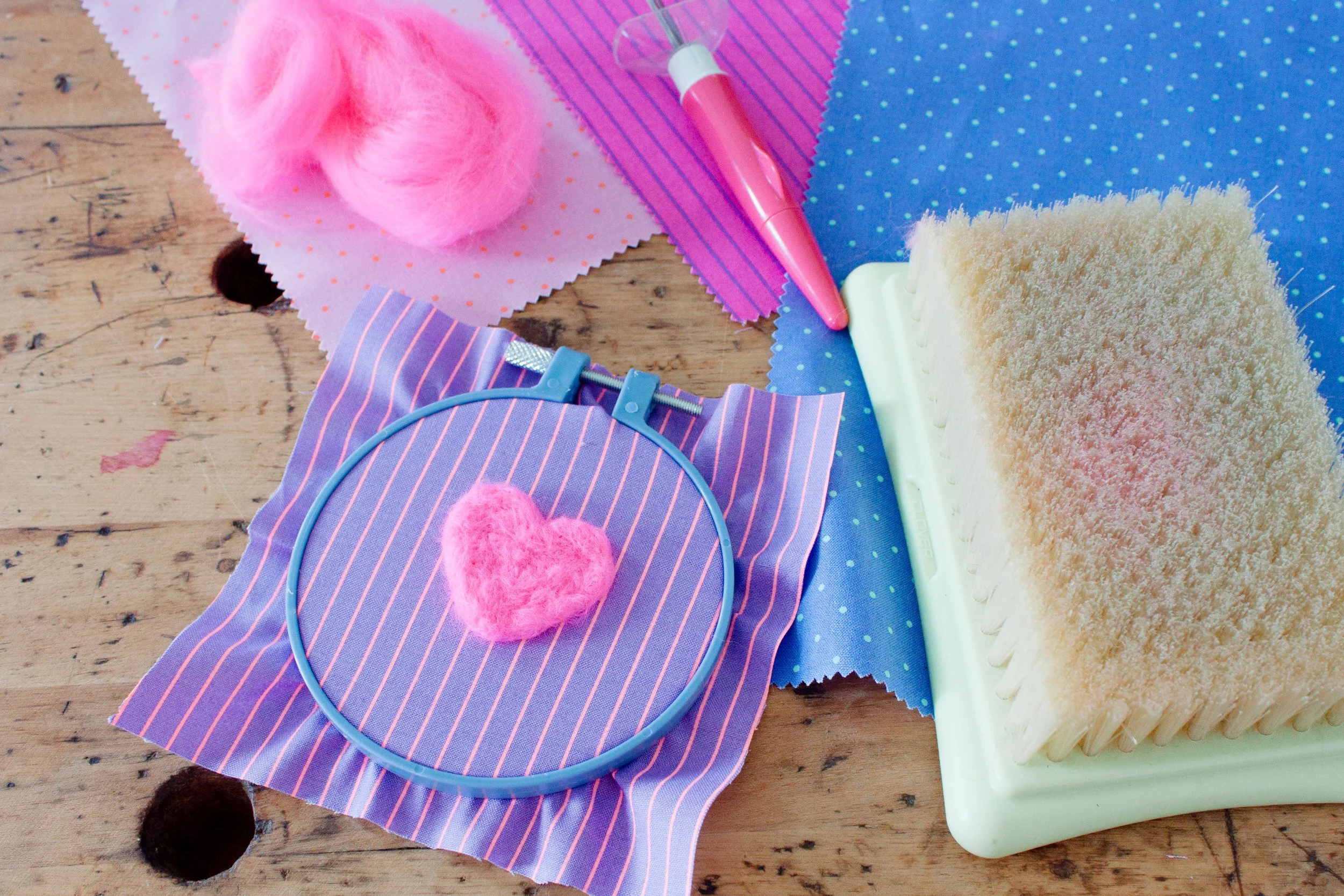 Needle Felted Heart in an Embroidery Hoop — Country Peony