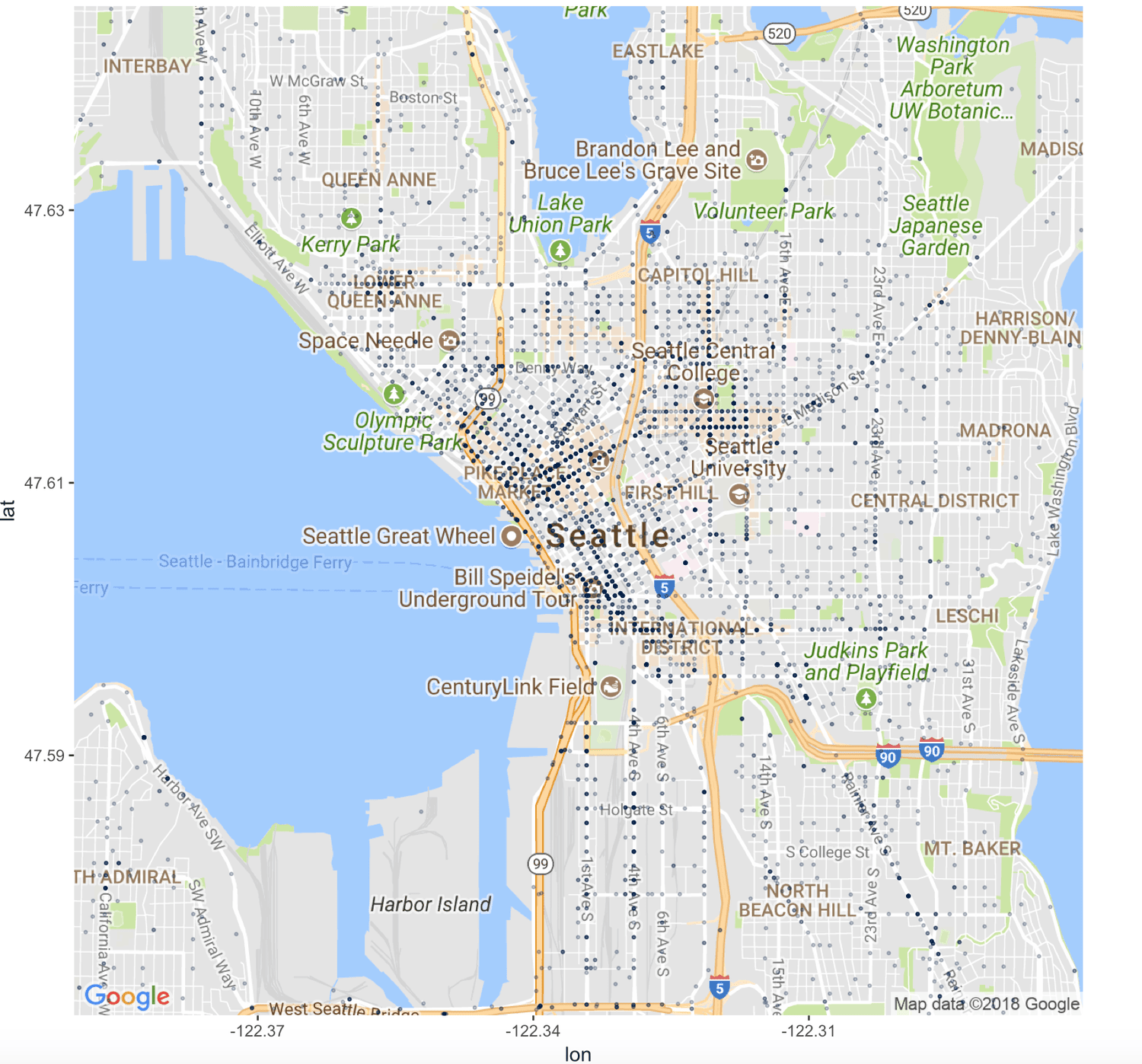 Map Plots Created with R and GGMap — Little Miss Data