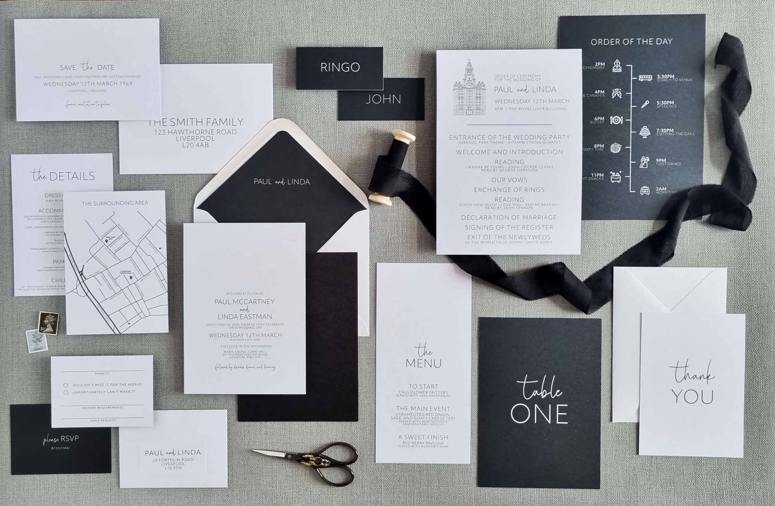 Minimal Monochrome Wedding Invitations — Hawthorne and Ivory