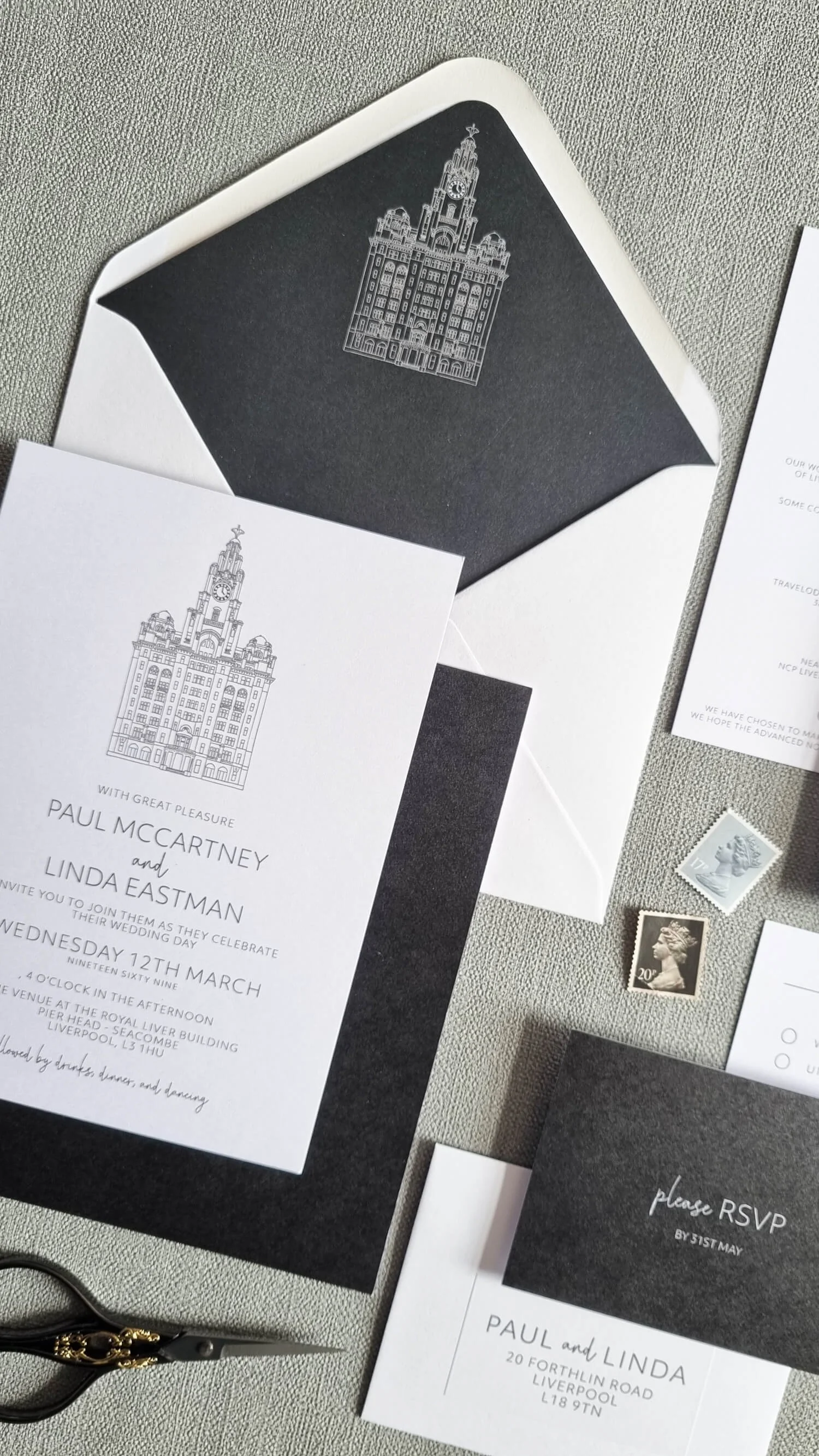 Minimal Monochrome Wedding Invitations — Hawthorne and Ivory