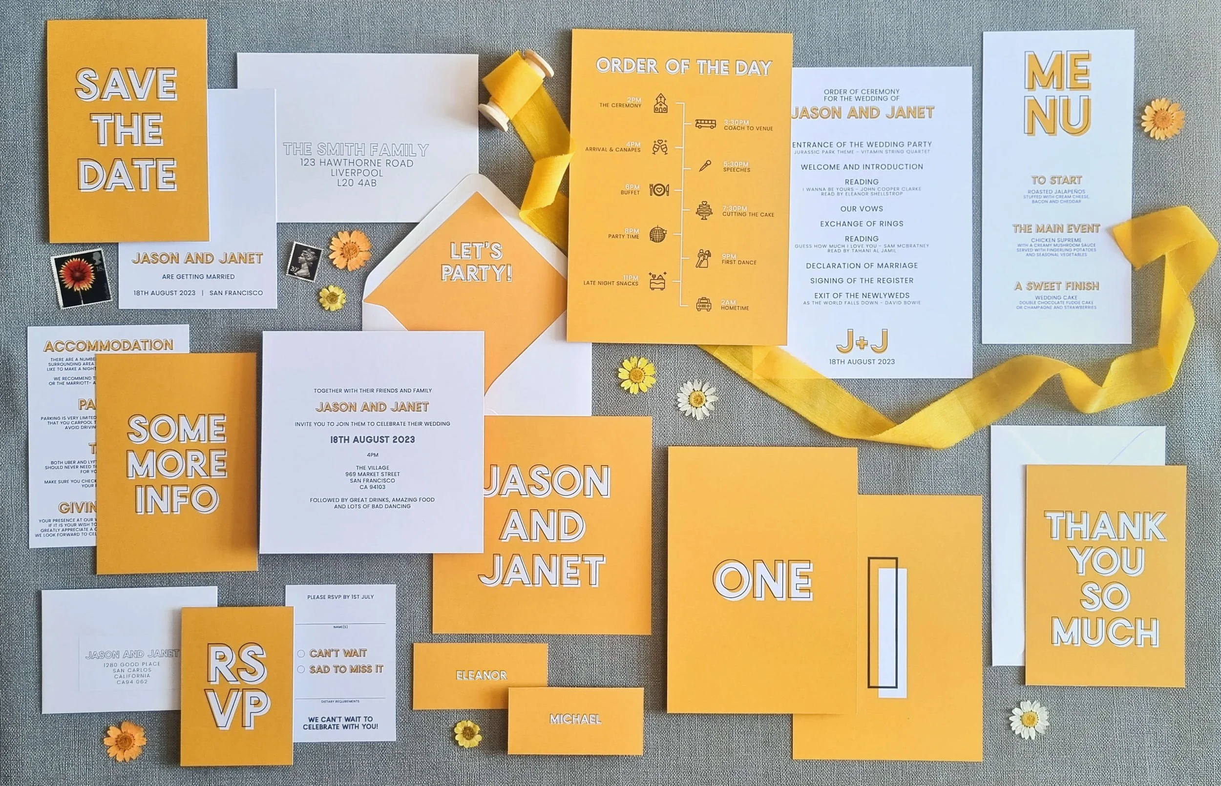 Colour Block Wedding Invitations — Hawthorne and Ivory