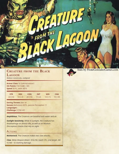 Creature From The Black Lagoon — Pirate Gonzalez Games