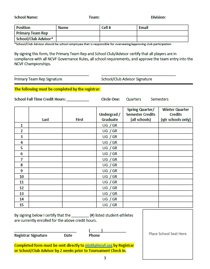 Tournament Home — NCVF