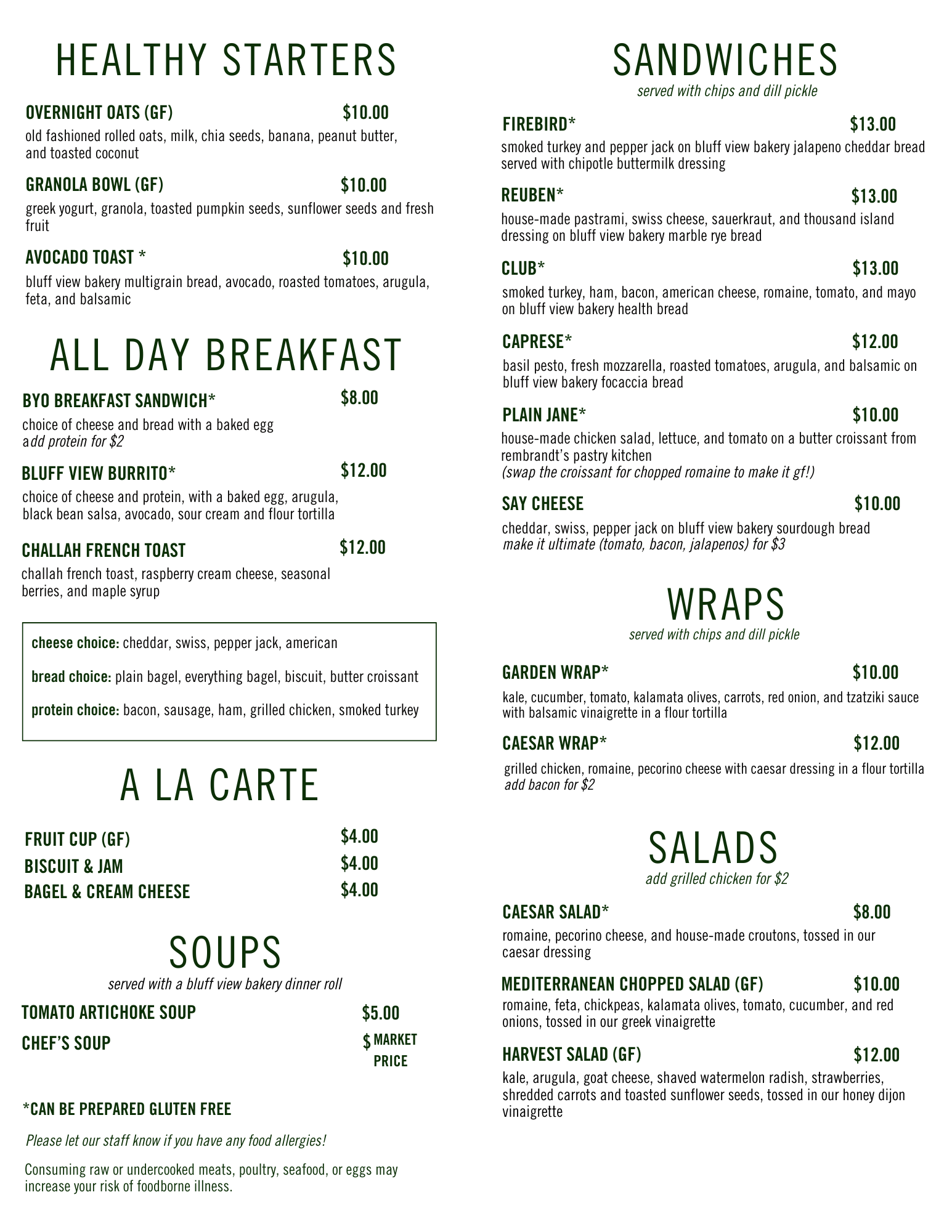 Rembrandt's Menus — Bluff View Art District